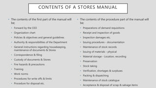 Preparation and importance of a stores manual | PPTX