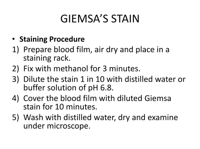 Preparation and staining of peripheral blood smear | PPTX