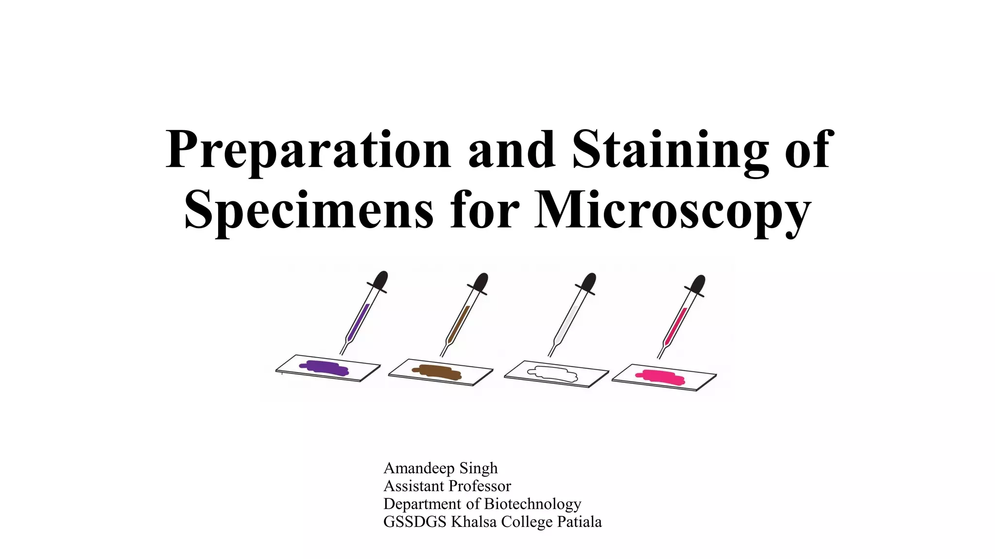 Preparation and staining of specimens for microscopy | PDF
