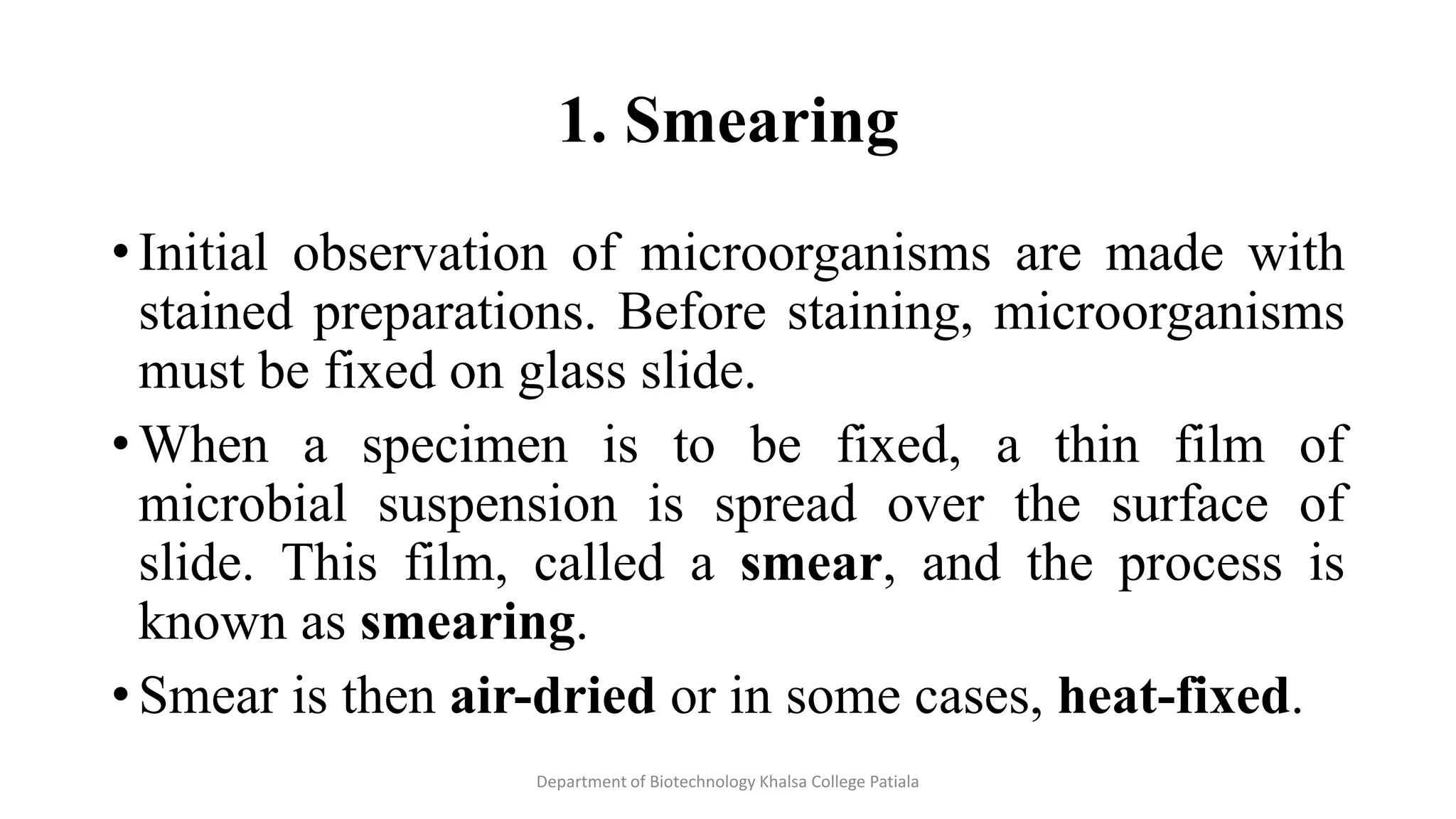 Preparation and staining of specimens for microscopy | PDF