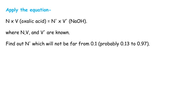 Preparation and standardization of various molar and normal solutions ...
