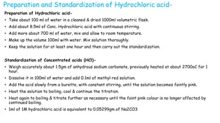 Preparation and standardization of various molar and normal solutions ...