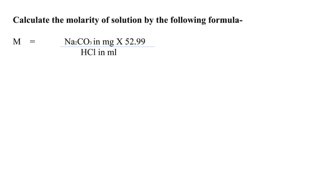 Preparation and standardization of various molar and normal solutions | PPTX | Chemistry | Science