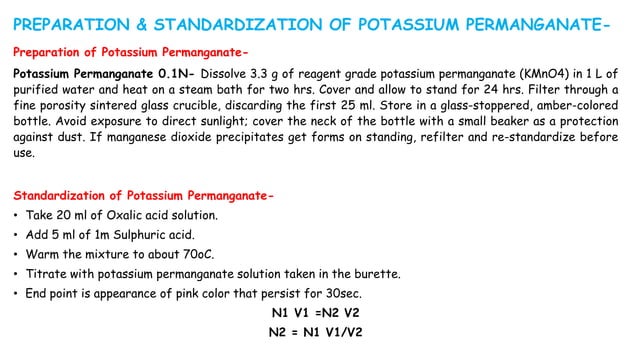 Preparation and standardization of various molar and normal solutions ...