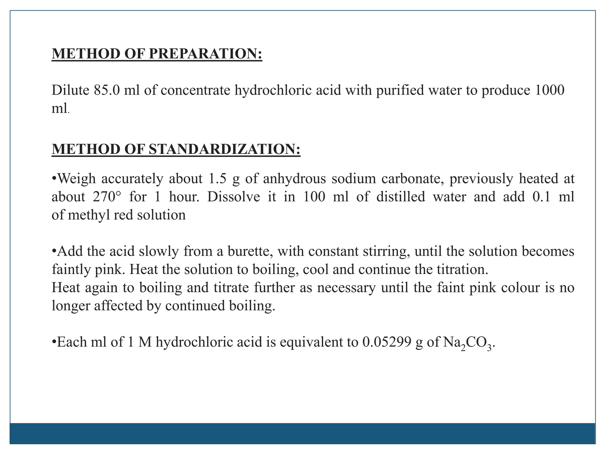 Preparation and standardization of various molar and normal solutions ...