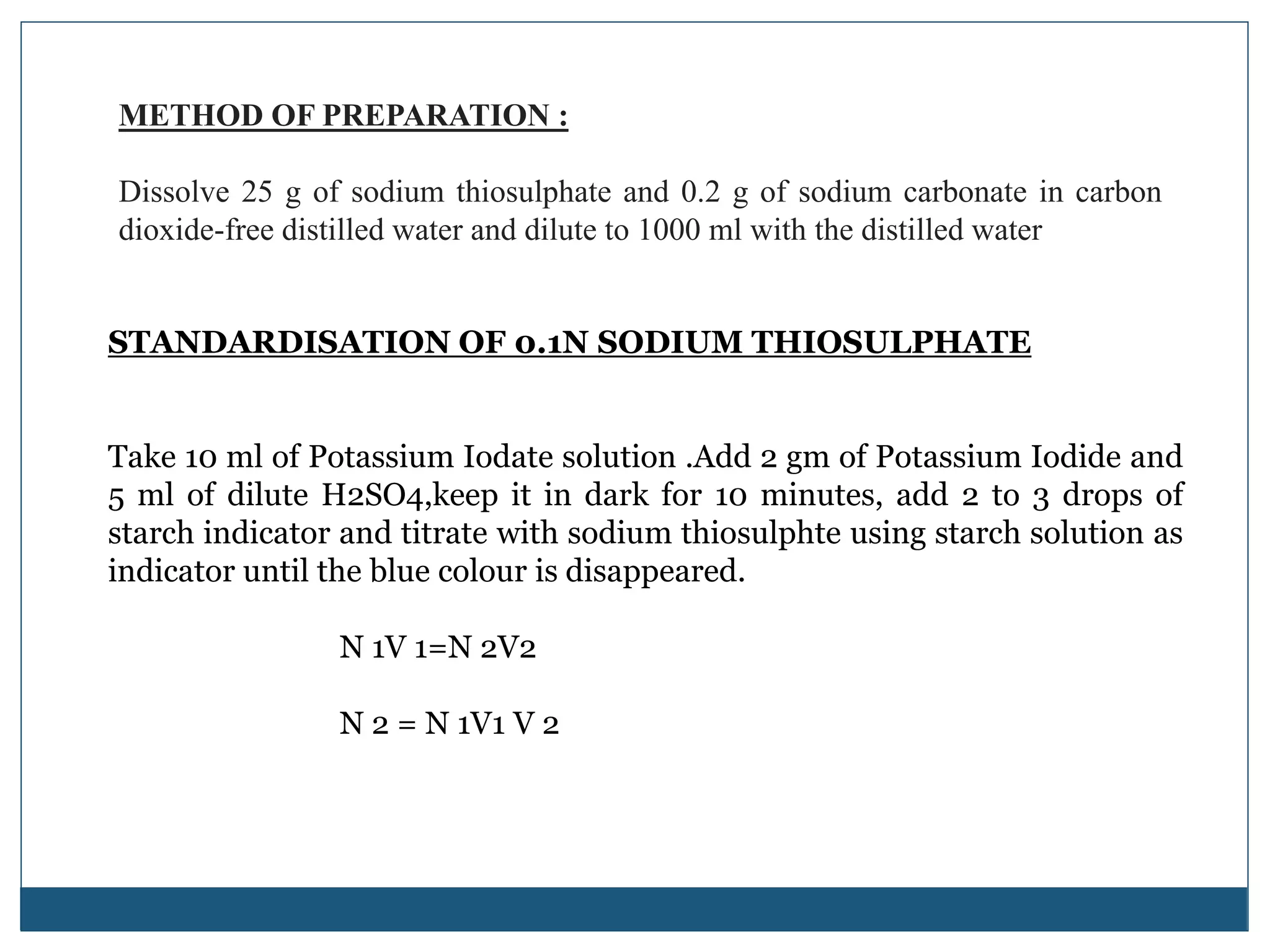 Preparation and standardization of various molar and normal solutions ...