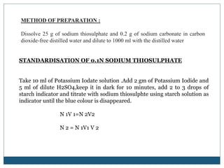 Preparation and standardization of various molar and normal solutions | PPTX