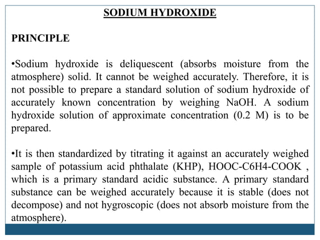 Preparation and standardization of various molar and normal solutions ...
