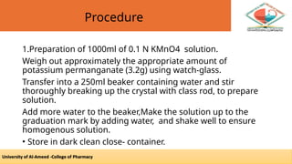 preparation and standarization of 0.1N KMno4.pptx