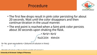 preparation and standarization of 0.1N KMno4.pptx