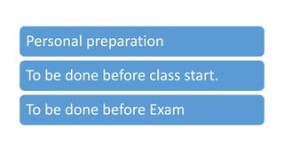 Preparation for a class & Exam sample report | PPTX