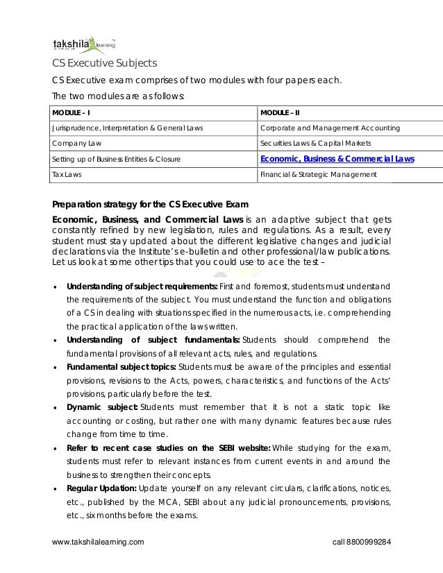 Tips For CS Executive Economics, Business & Commercial Laws Exam | PDF