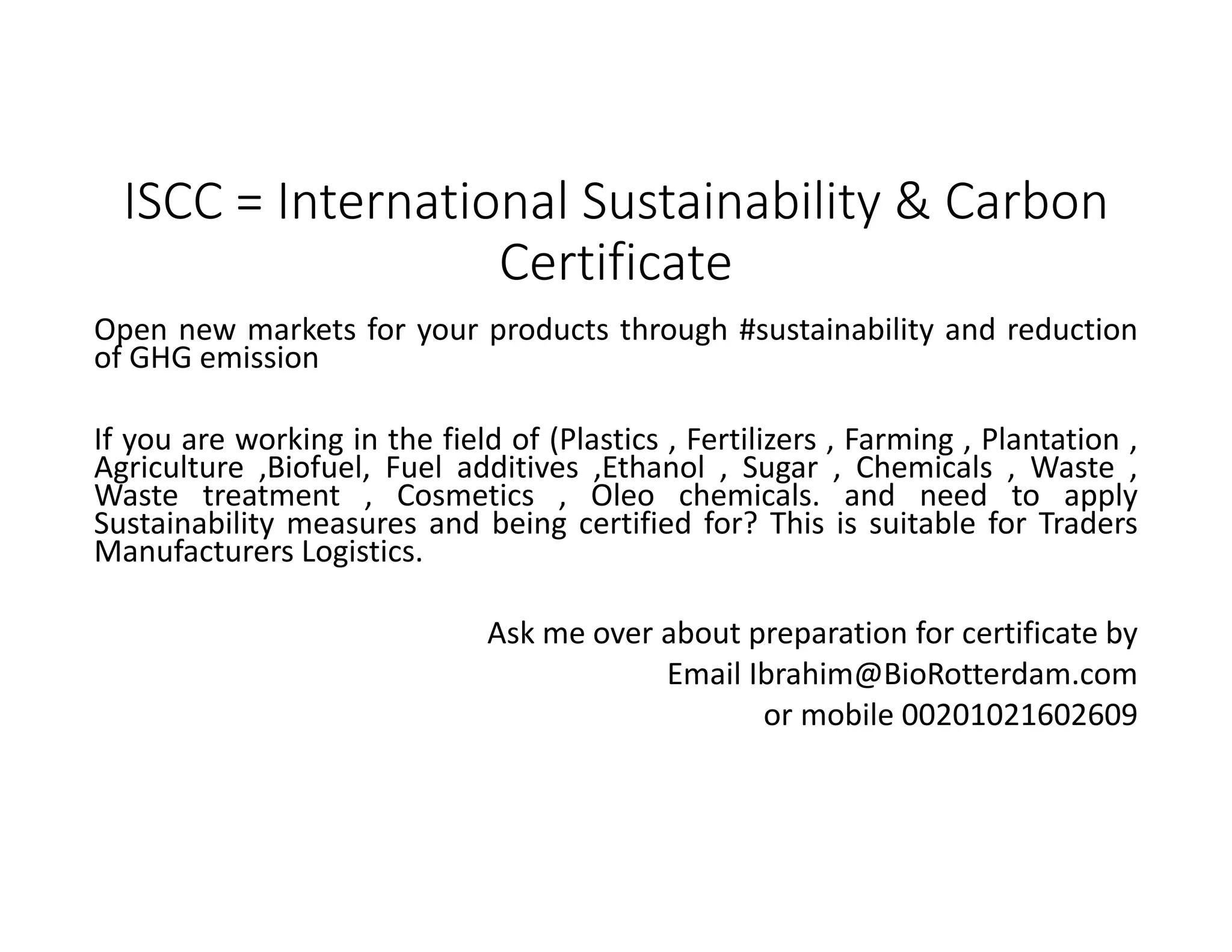 Preparation your company for ISCC certificate profile and paste ...