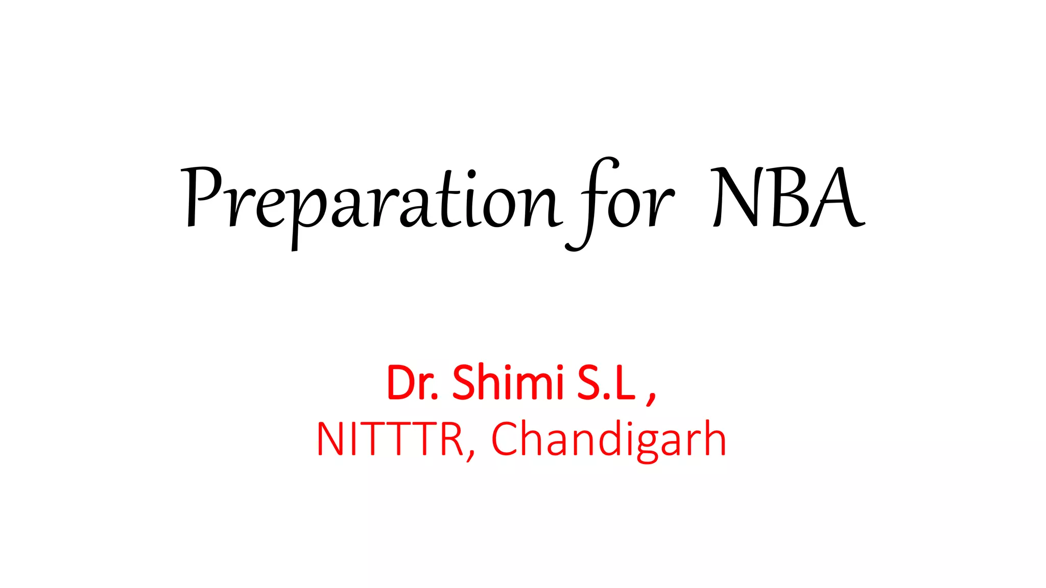 Preparation for NBA | PPTX