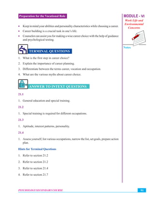 Preparation for the vocational role | PDF