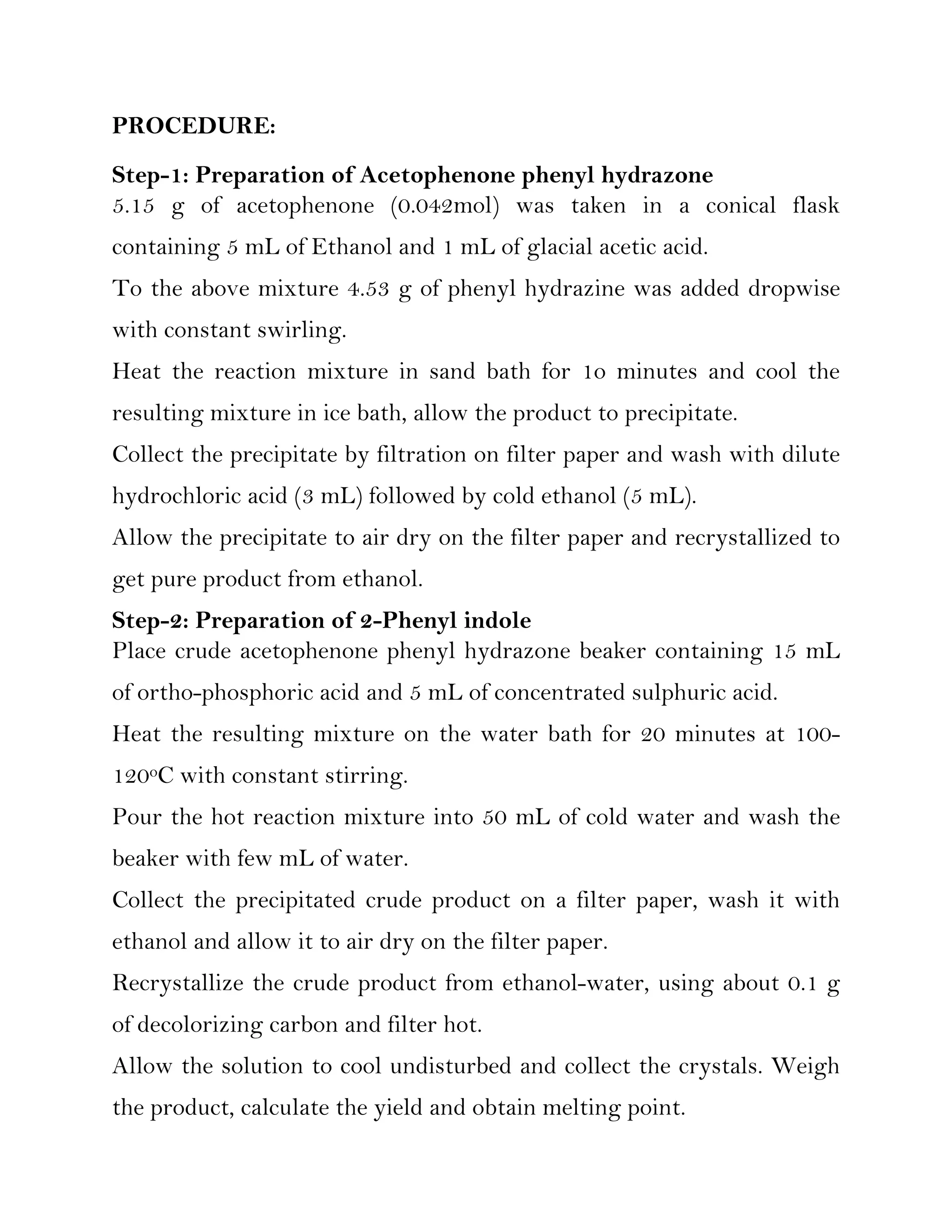 Preparation of 2-phenylindole | PDF