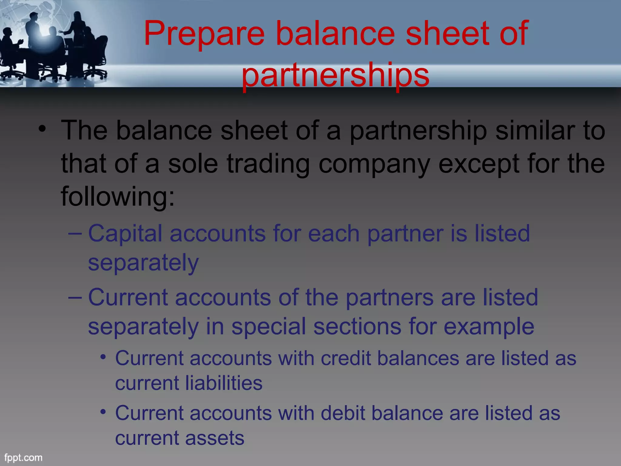 Preparation of balance sheet of partners | PPT
