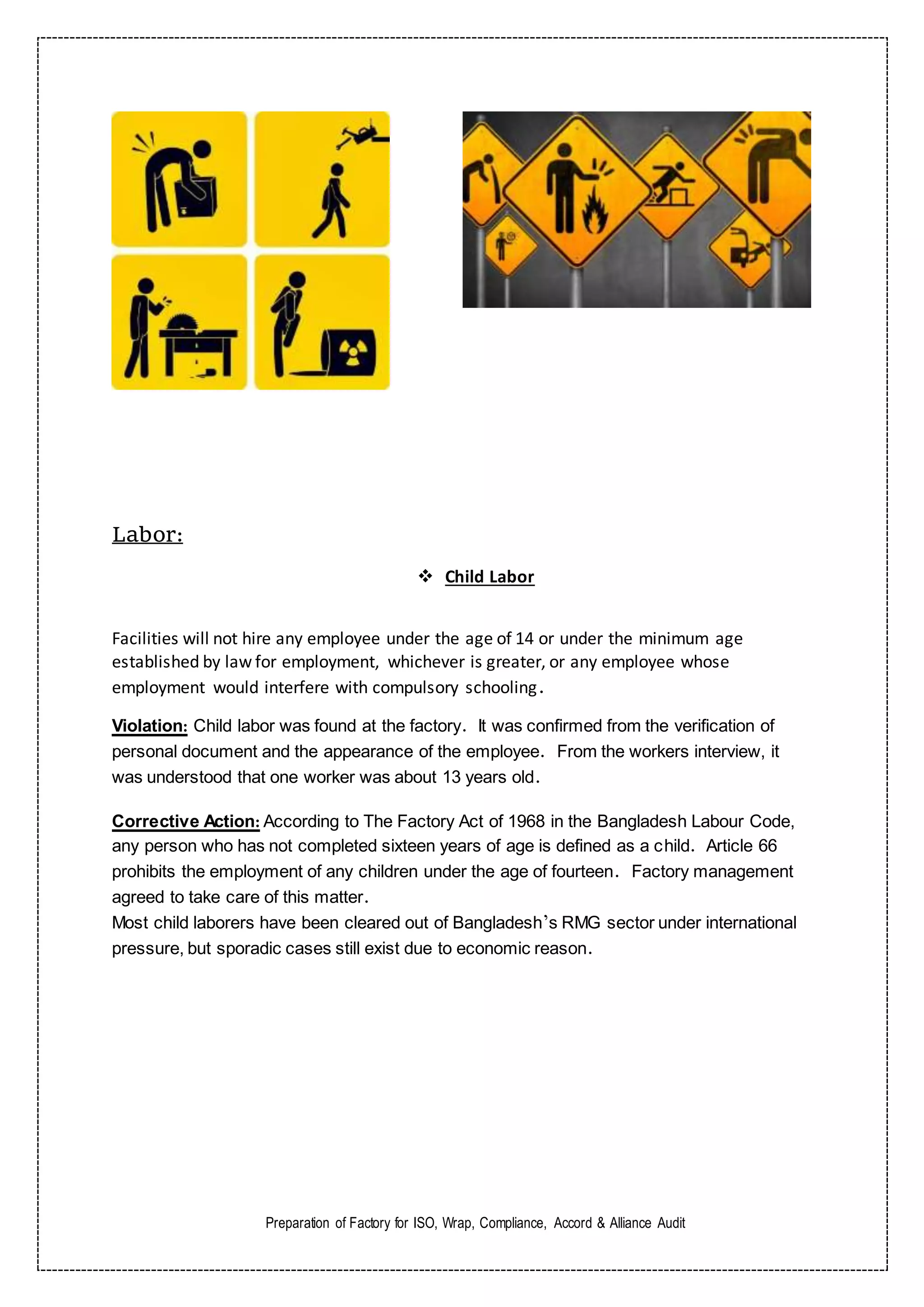 Preparation of factory for iso, wrap, compliance, accord alliance audit ...