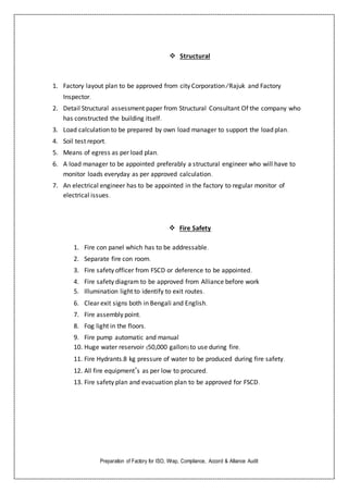 Preparation of factory for iso, wrap, compliance, accord alliance audit ...