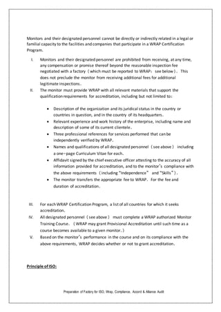 Preparation of factory for iso, wrap, compliance, accord alliance audit ...