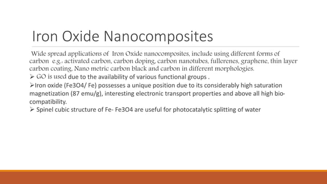 Synthesis and Characterisation of Iron Oxide dispersed Graphene Nanocomposite. | PPT