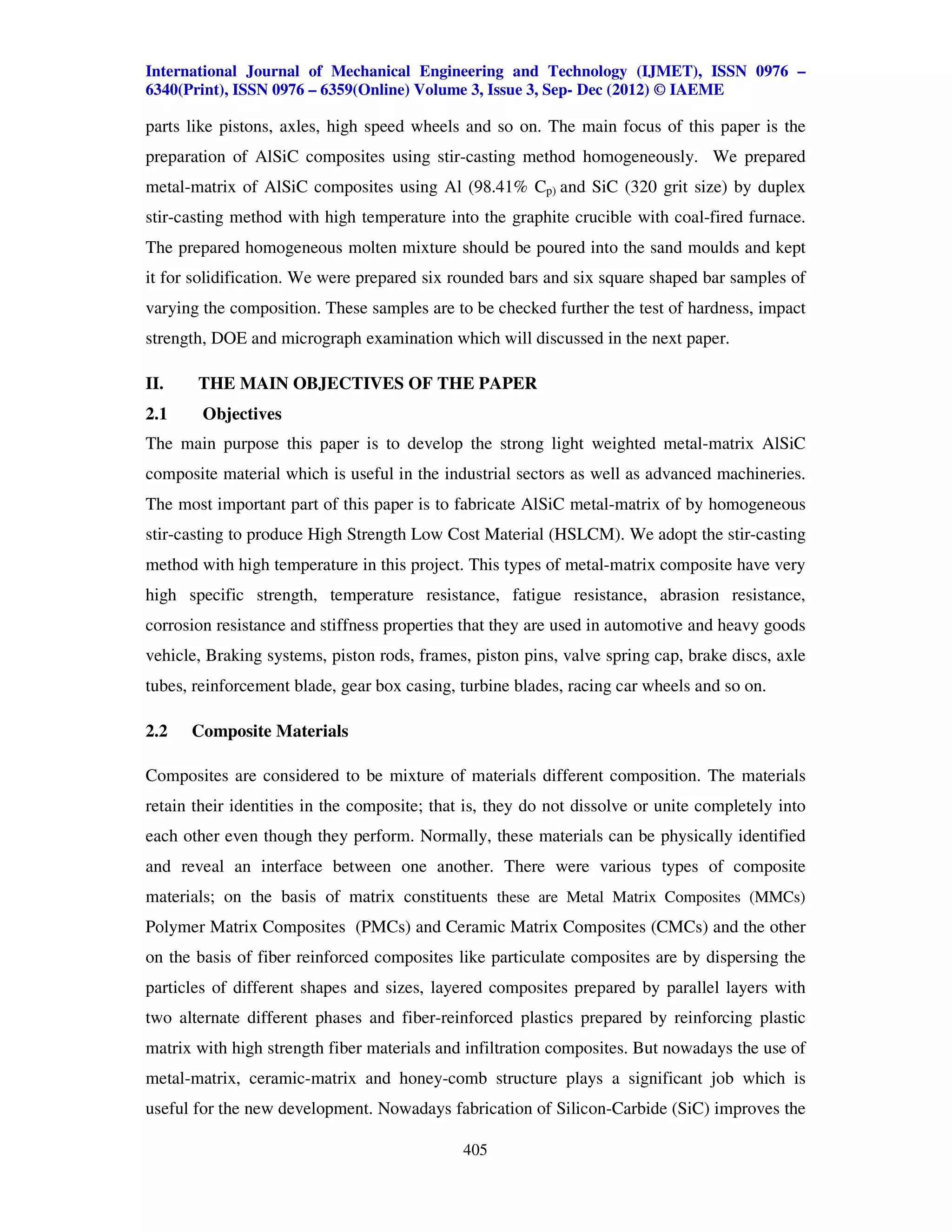 Preparation of metal matrix composites by stir-casting method | PDF