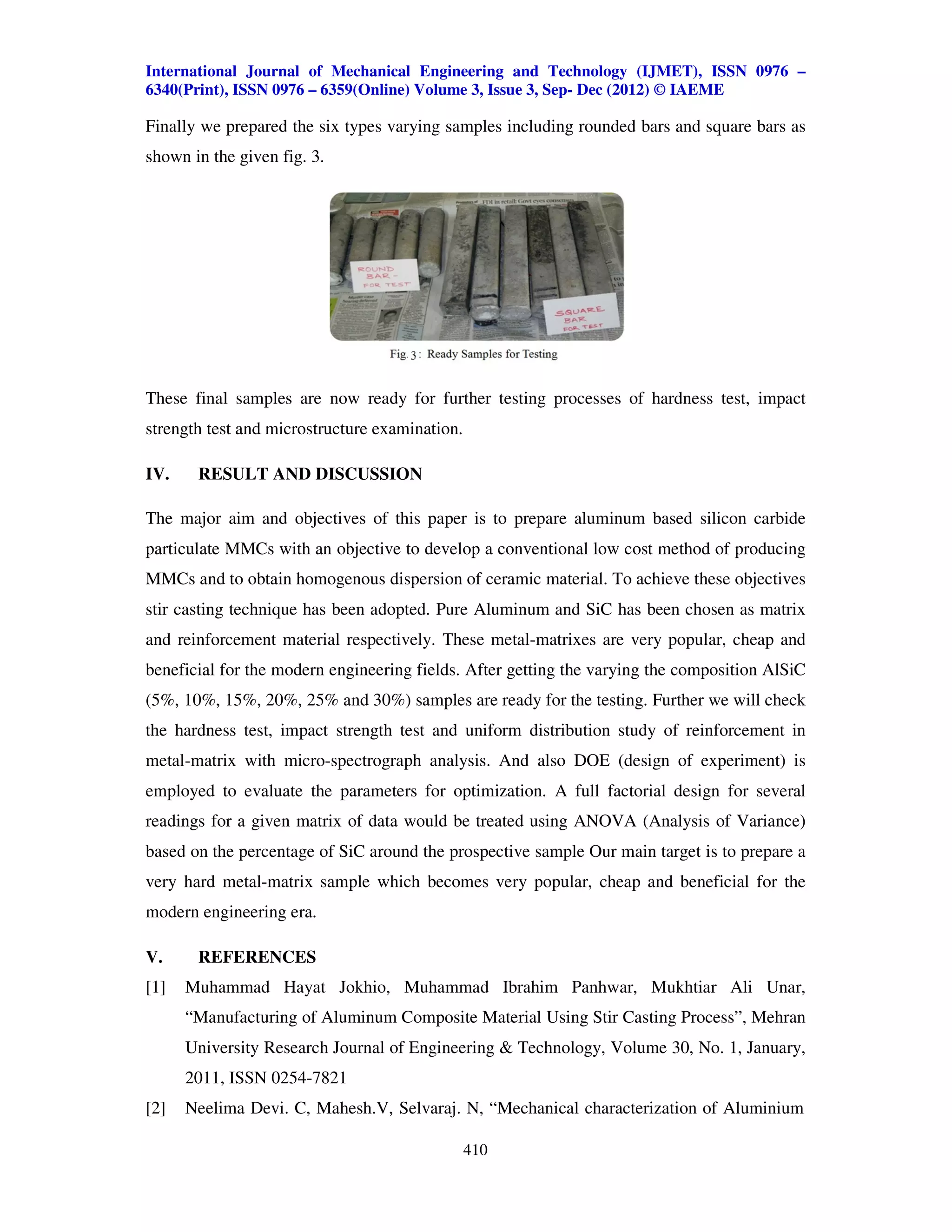 Preparation of metal matrix composites by stir-casting method | PDF