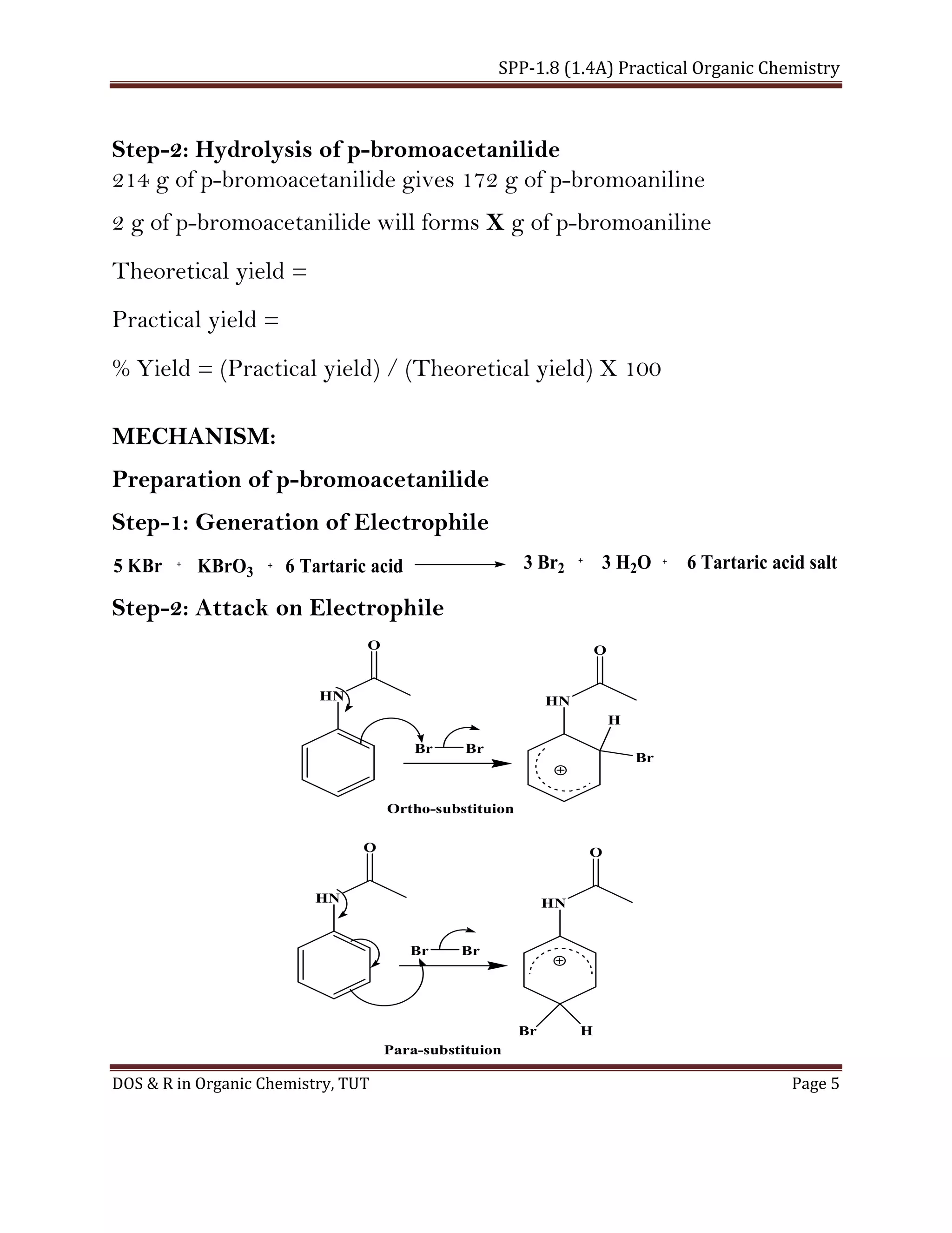 Preparation of p-bromoaniline from Acetanilide | PDF
