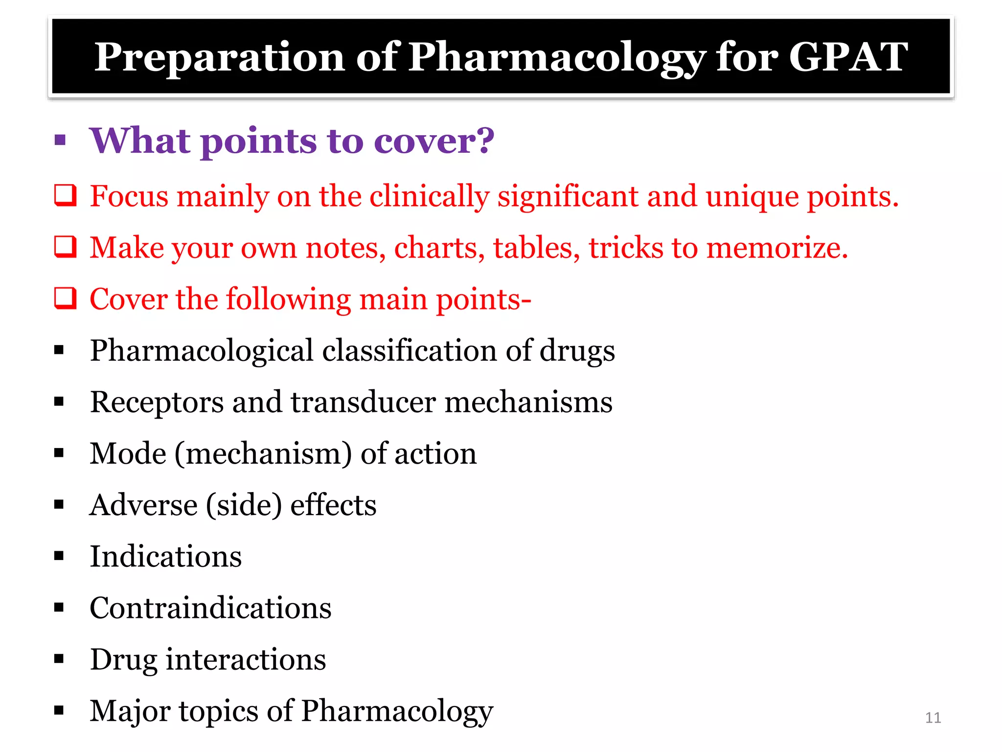 Preparation of Pharmacology for GPAT | PPTX