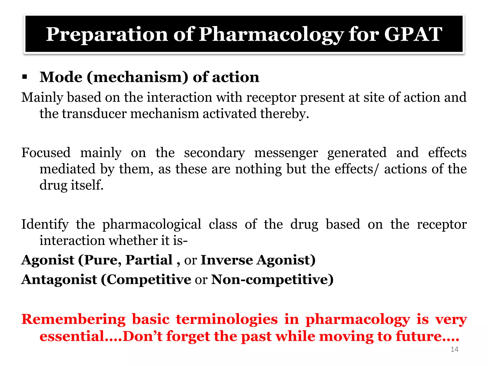 Preparation of Pharmacology for GPAT | PPTX