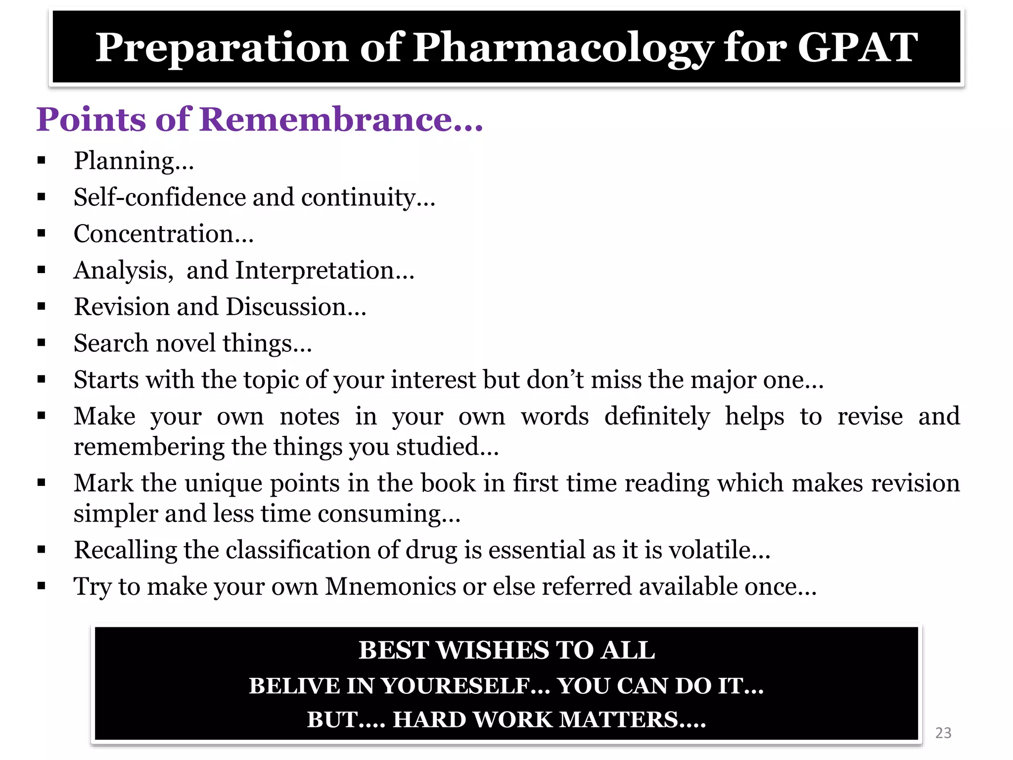 Preparation of Pharmacology for GPAT | PPTX