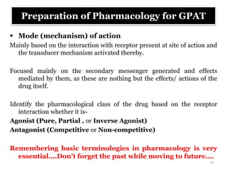 Preparation of Pharmacology for GPAT | PPTX
