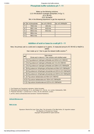 Preparation of p h buffer solutions | PDF