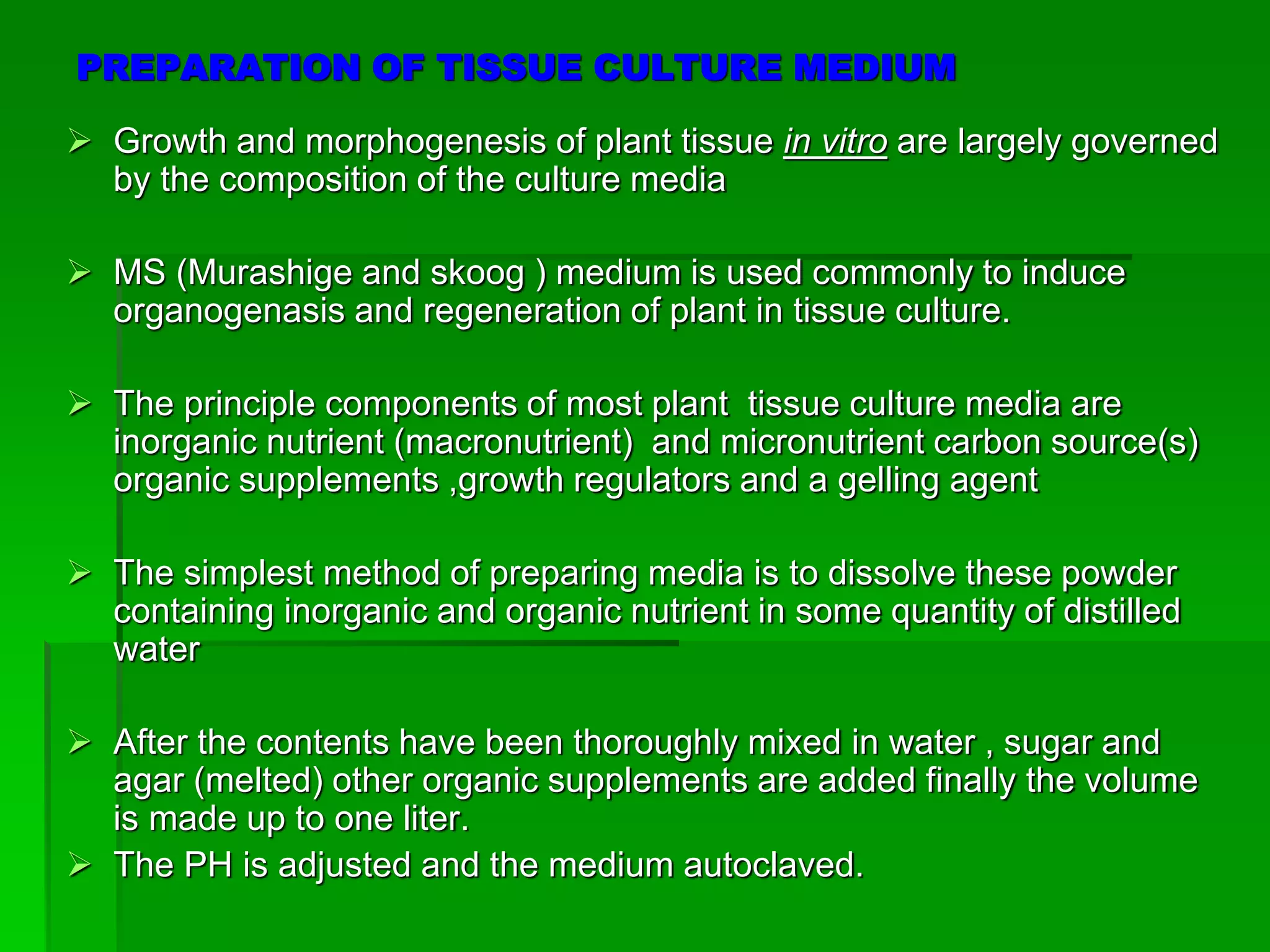 plant tissue culture medium | PPT