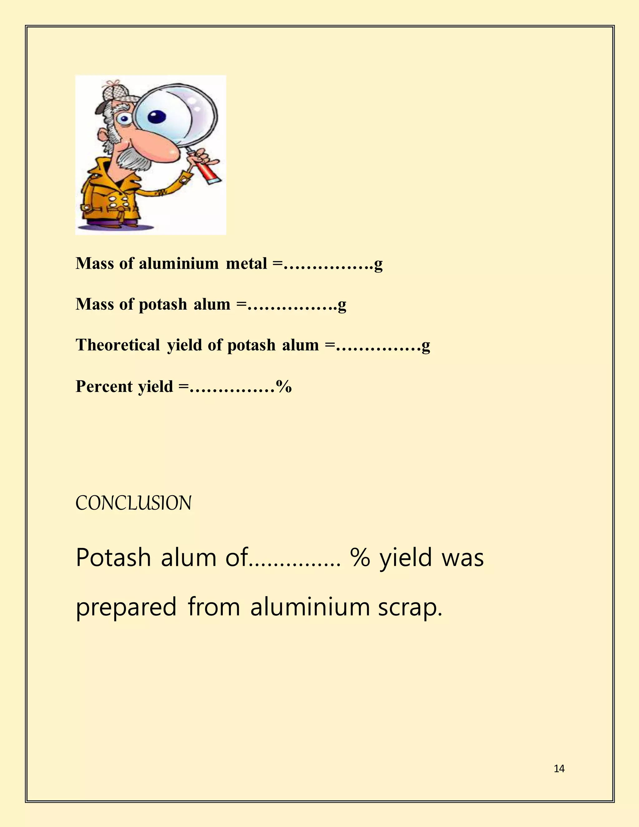 Preparation of potash alum from aluminium scrap | DOCX