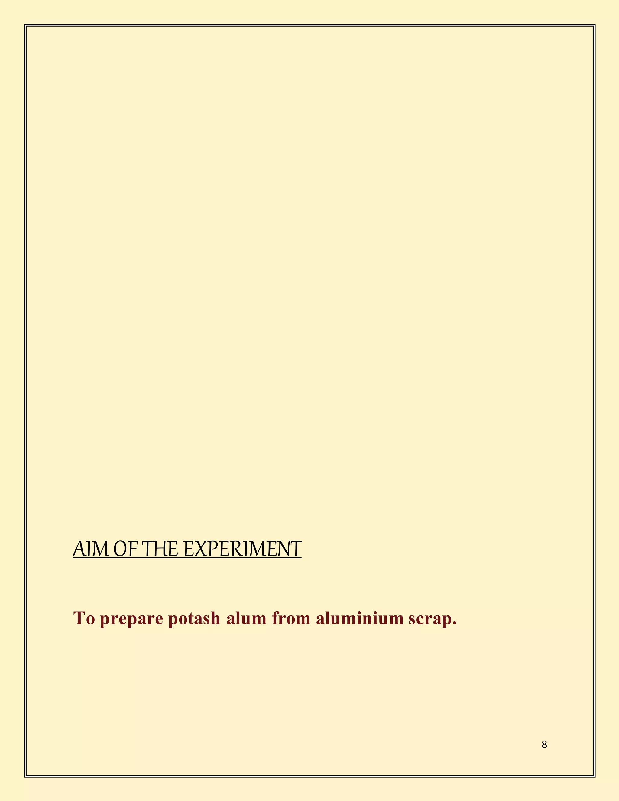Preparation of potash alum from aluminium scrap | DOCX