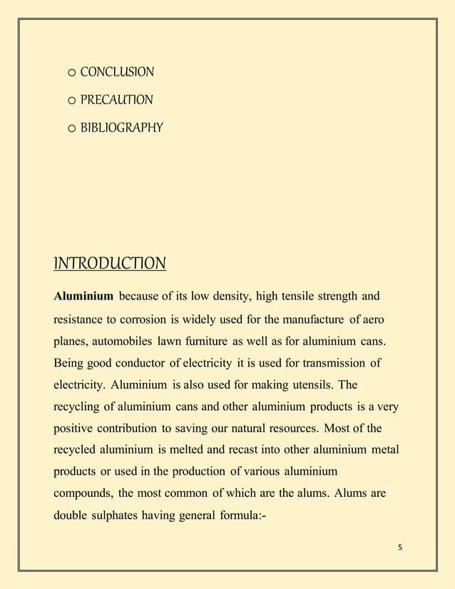 Preparation of potash alum from aluminium scrap | DOCX