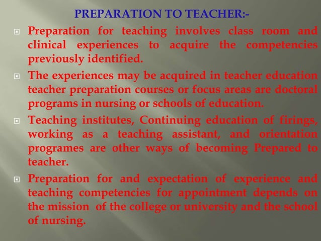 Preparation of professional teacher organizing professional aspects of ...