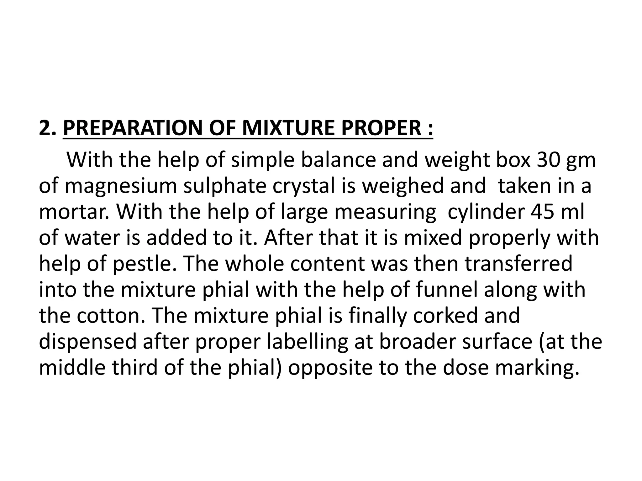 Preparation of Purgative Mixture Magnesium Sulphate | PPTX