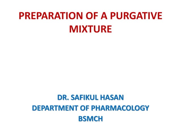 Preparation of Purgative Mixture Magnesium Sulphate | PPTX | Digestive ...