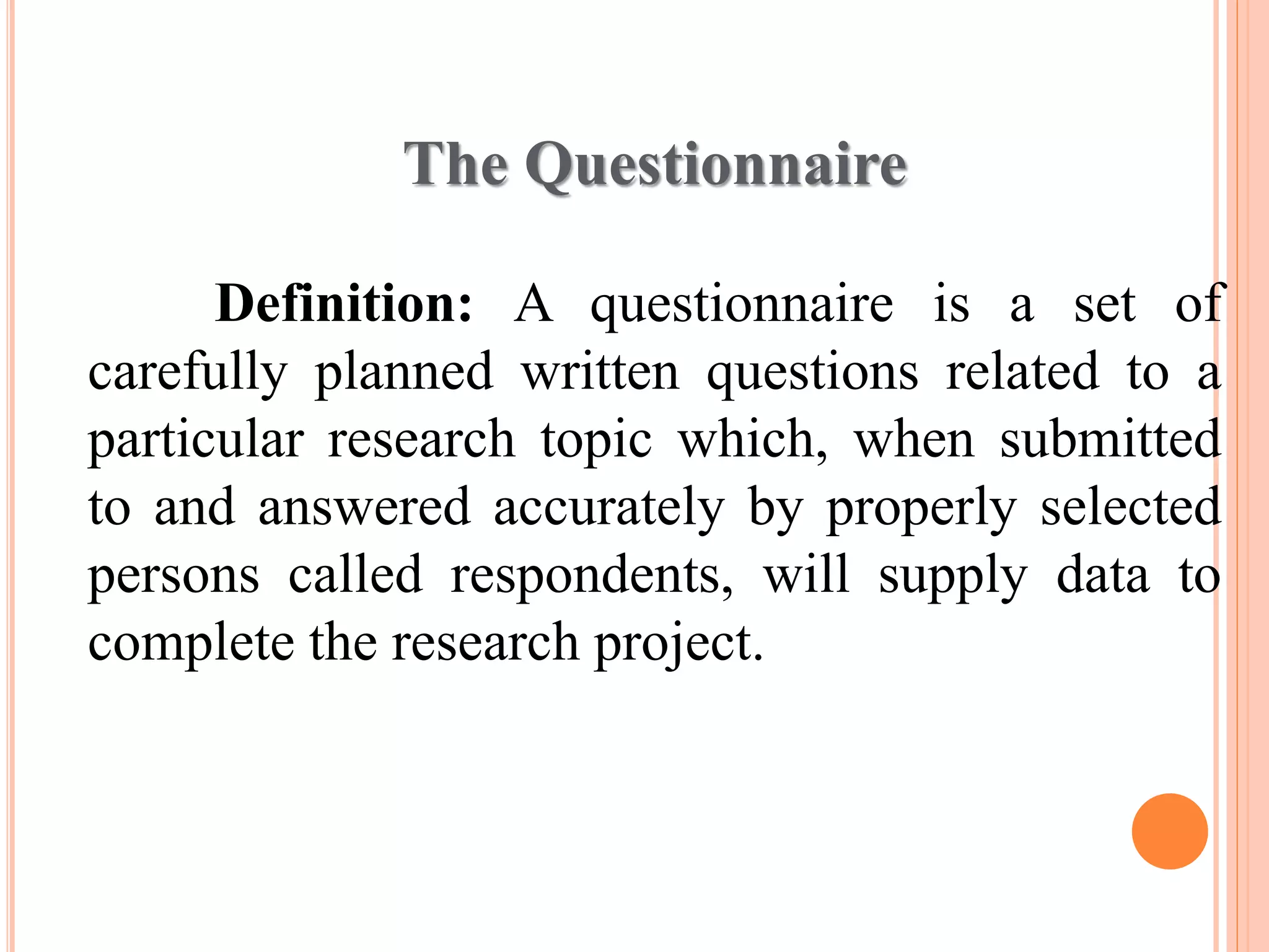 Preparation of questionnaire | PDF