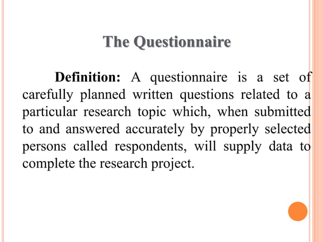 Preparation of questionnaire | PDF