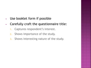 Preparation of questionnaires | PPTX