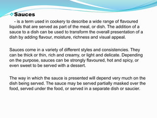 Preparation of sauces and accompaniments for Serving Vegetables | PPTX