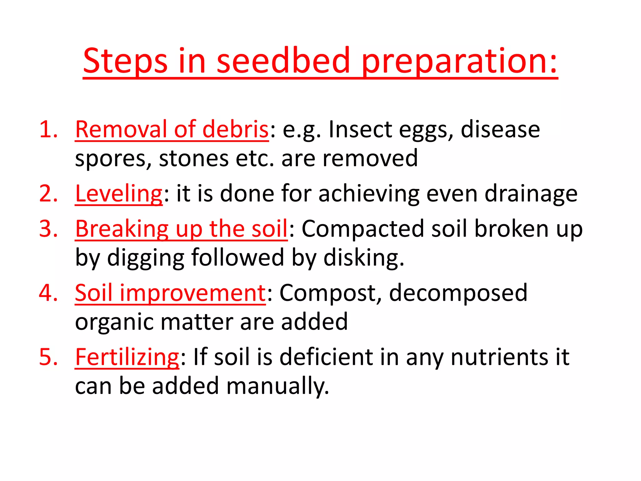Preparation of seed bed | PPTX