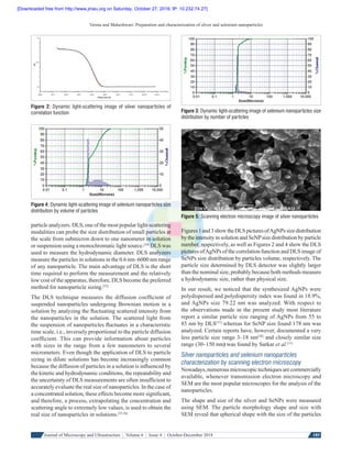 Preparation of sliver and selenium n ps and its characterization by dls and sem | PDF