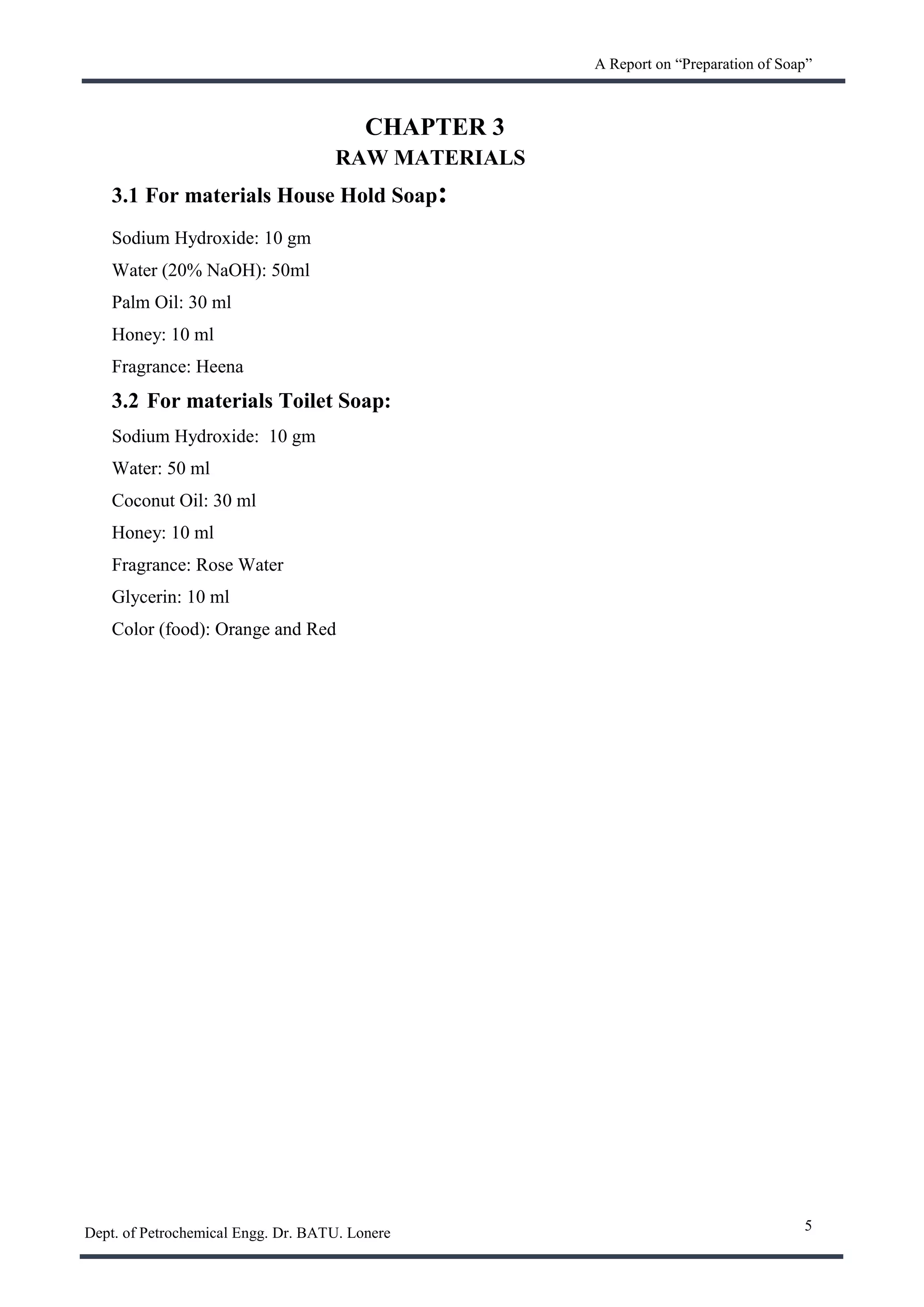 A Report on Preparation of soap | PDF