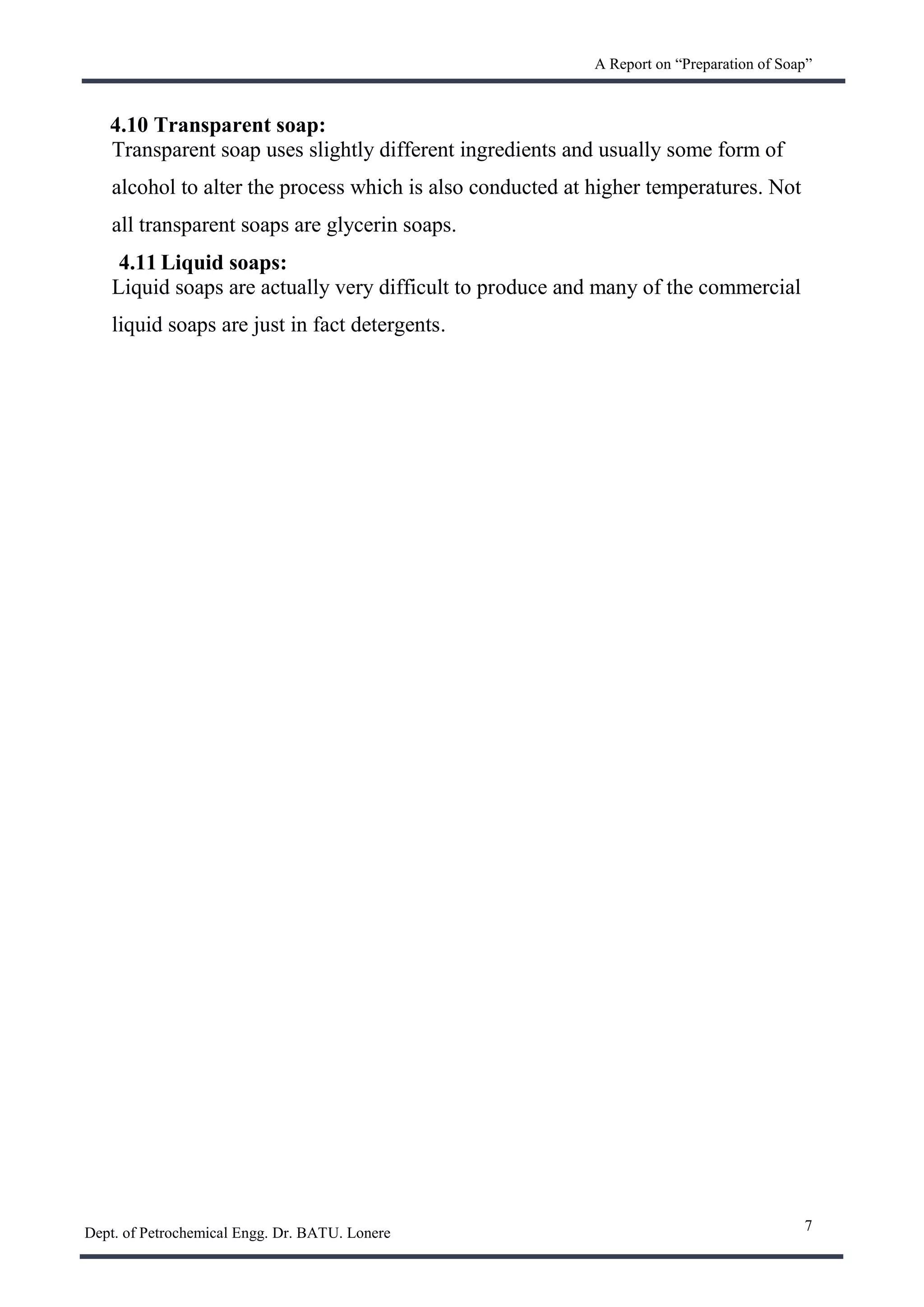 A Report on Preparation of soap | PDF