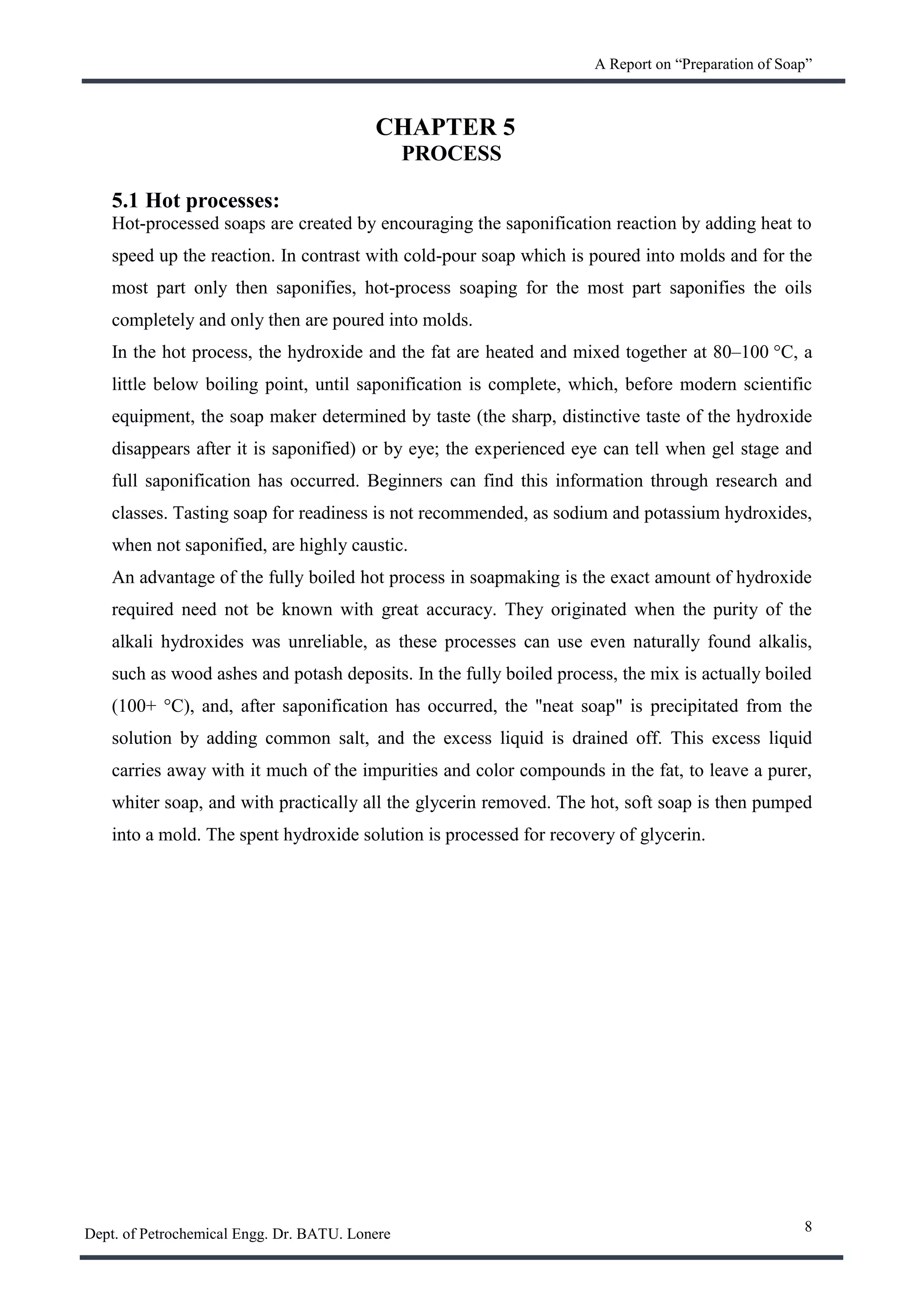 A Report on Preparation of soap | PDF