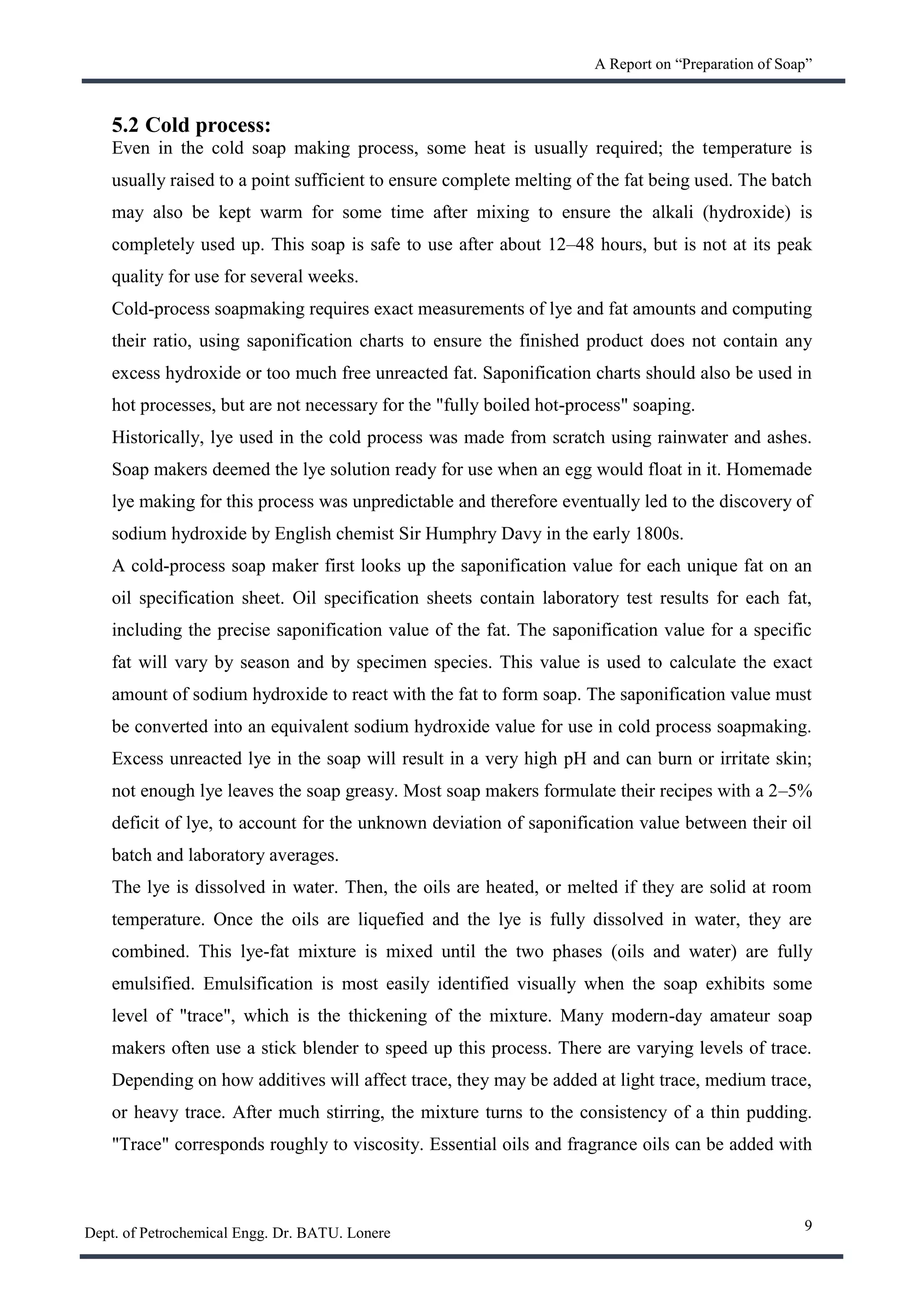 A Report on Preparation of soap | PDF